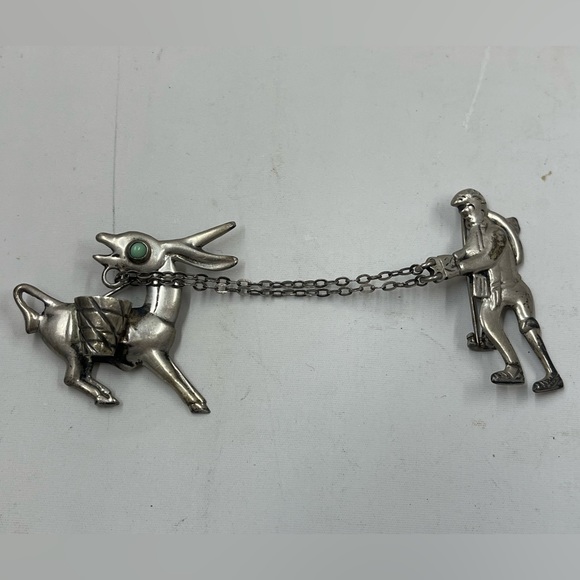 Jewelry | Vintage Abm 865 Sterling Silver Donkey Pulling Man Mexico ...